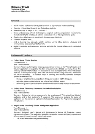 Profile Rajkumar | DOC | Computer Software and Applications | Computing