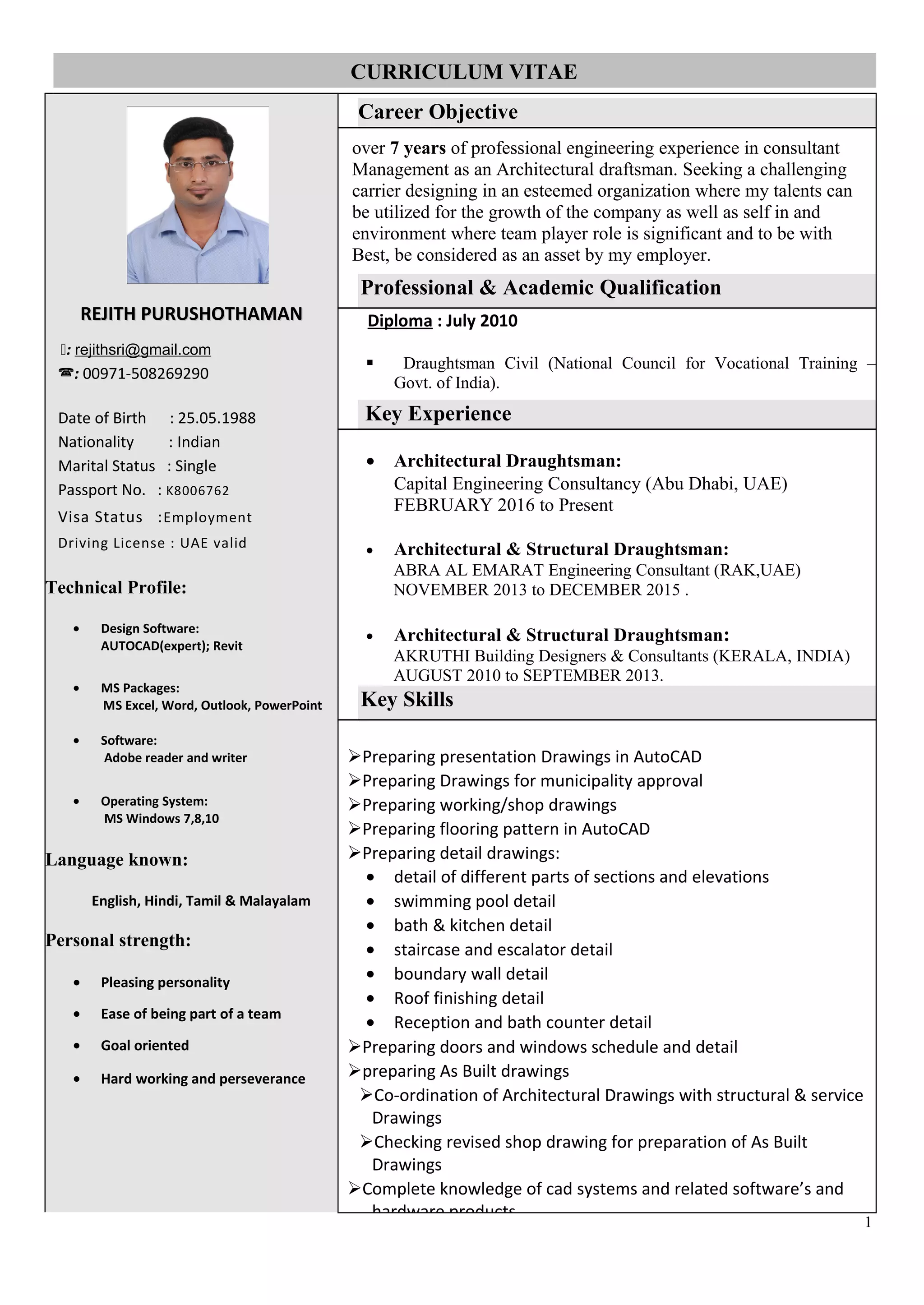 Cv rejith purushothaman | DOC