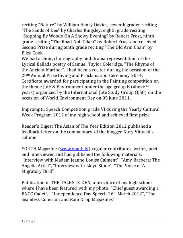 Cv resume and personal thesis statement | PDF