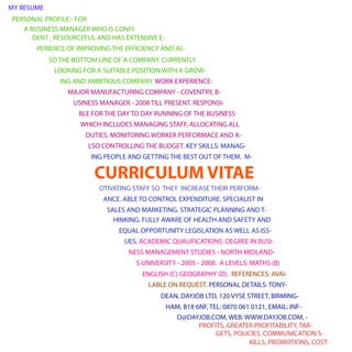 Cv resume samples | PDF