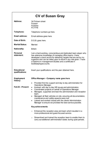 CV Writing Templates - How To Write A BRILLIANT CV! | DOCX