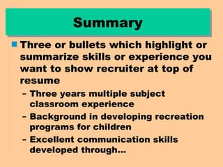 C V, resume writing For lecturer | PPT