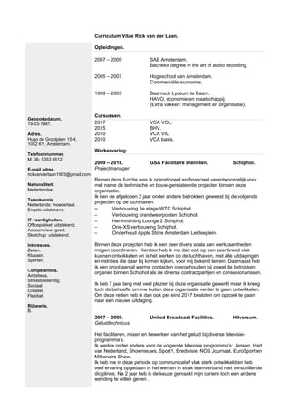 Cv rick van der laan | PDF