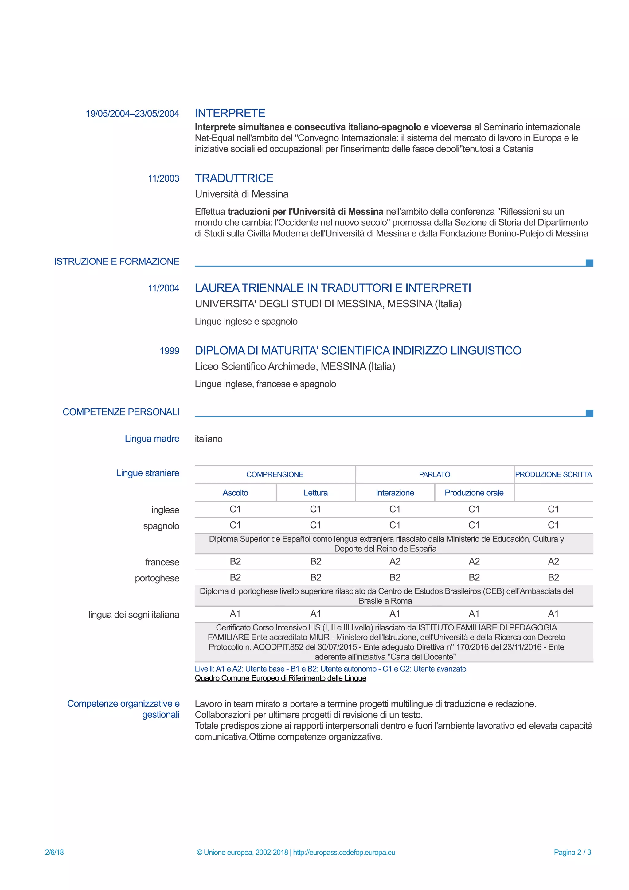 Cv roberta denaro | DOC | Education