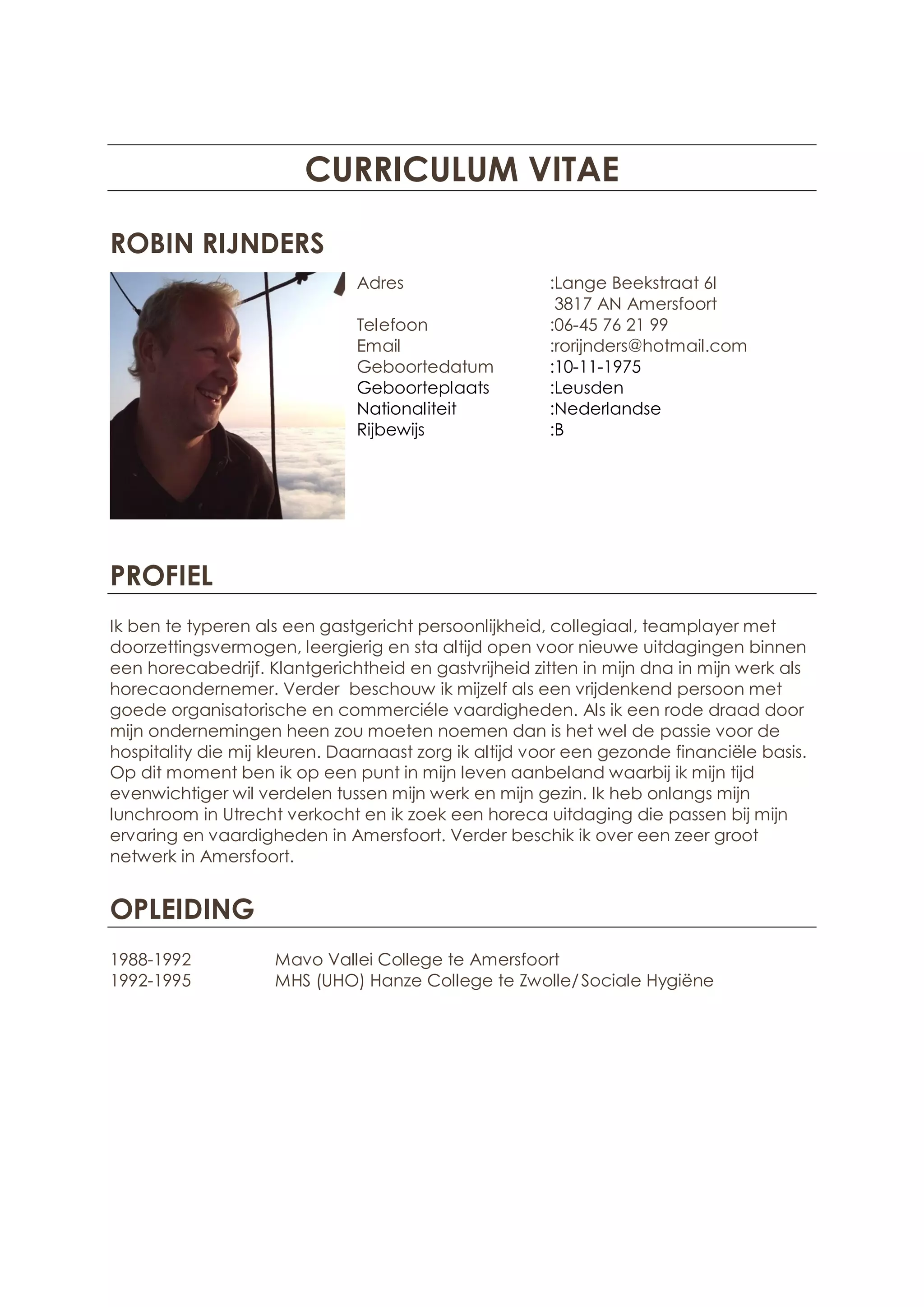 Cv robin rijnders (robin rijnders) | PDF