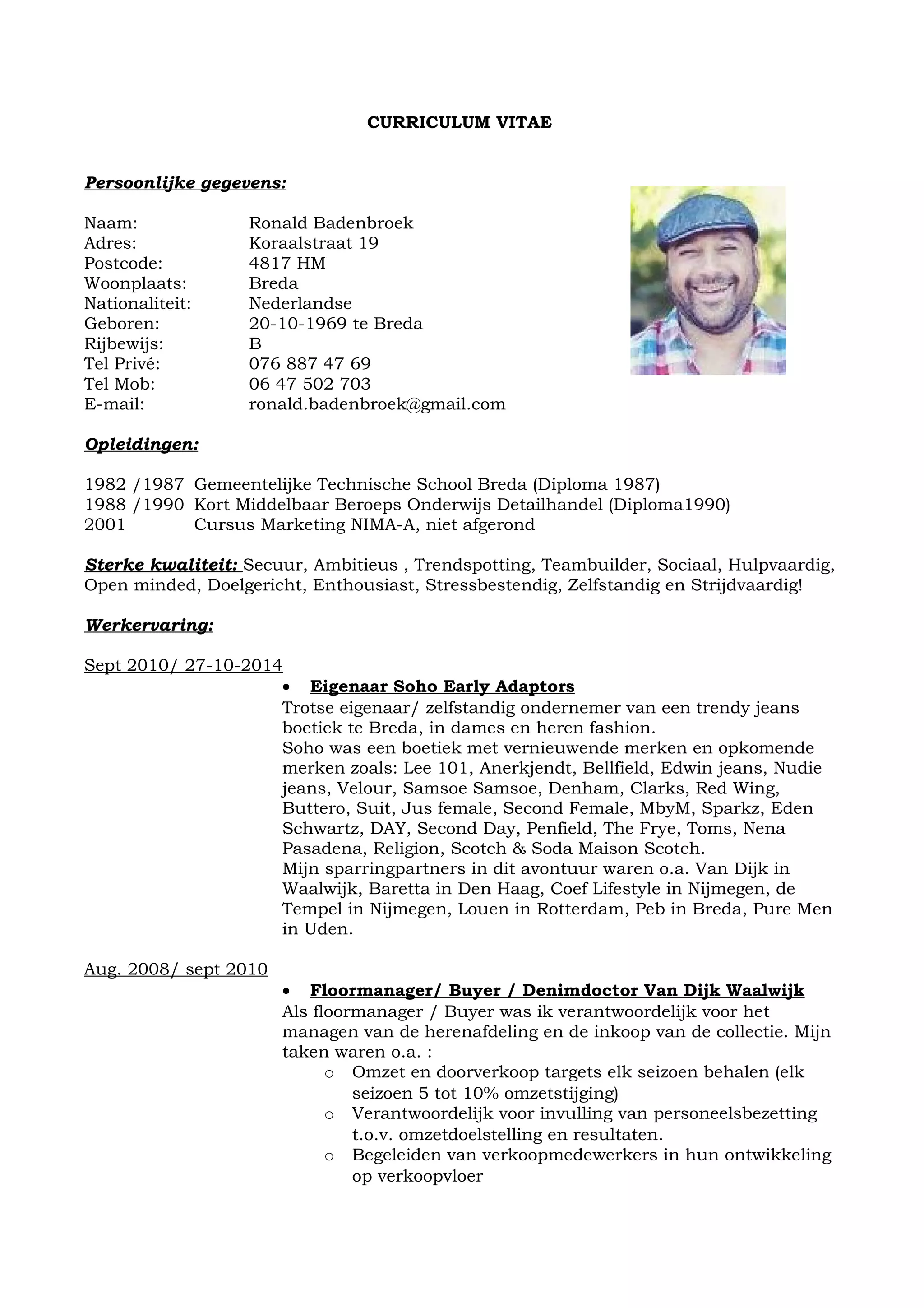 Cv ronald badenbroek | DOC