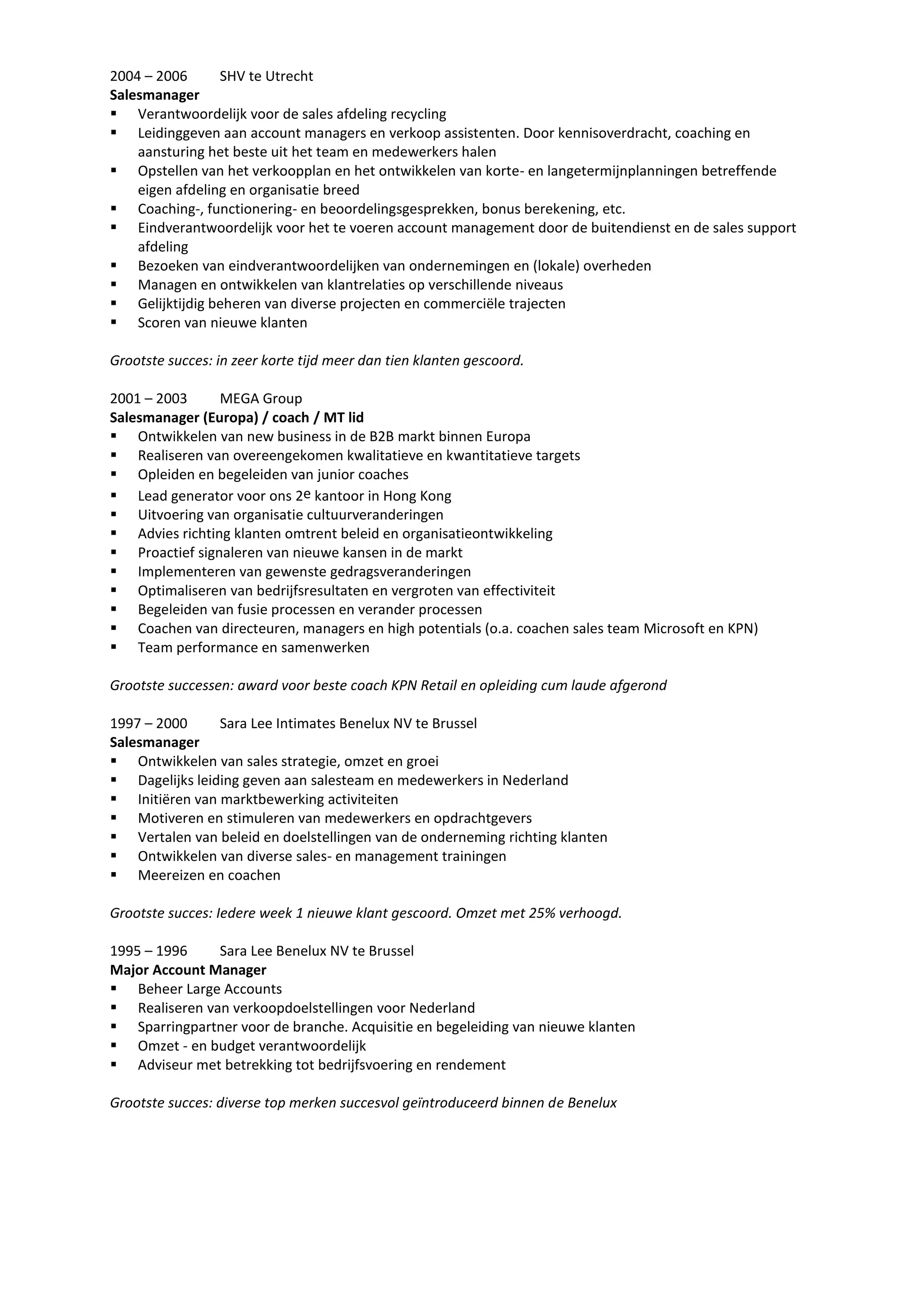 Cv rosmalen van erwin - 2017 | PDF | Sales | Business