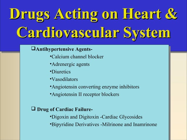 Cardiovascular system Pharmacology | PPT