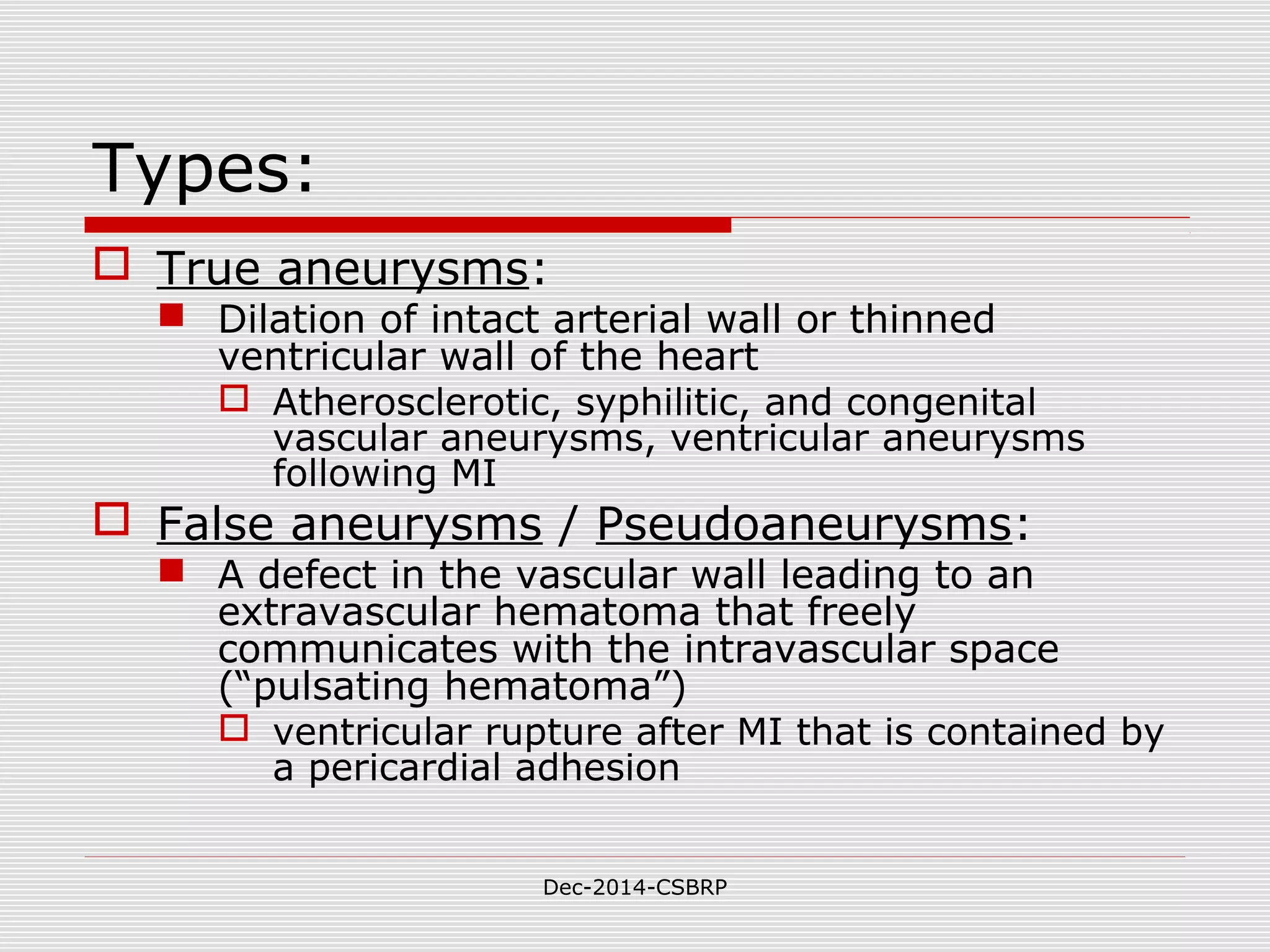 Cvs aneurysms&dissection-csbrp | PPT