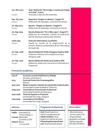 Cv sabina banzo | PDF