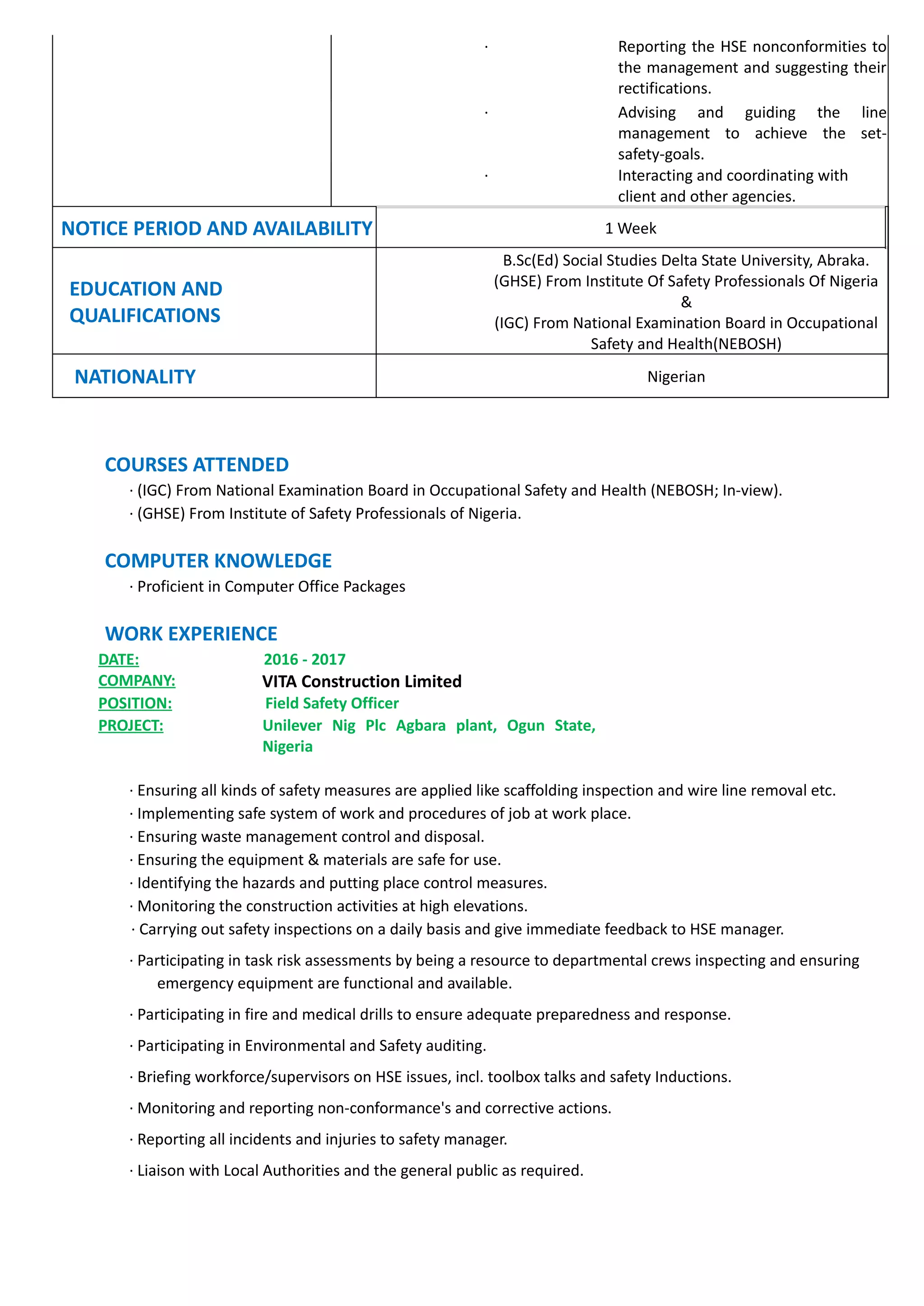 Cv safety | PDF