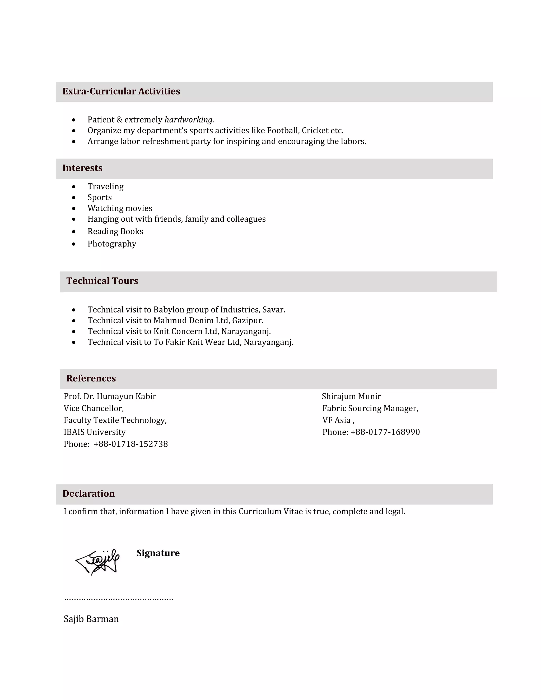 Cv Sajib Barman | PDF