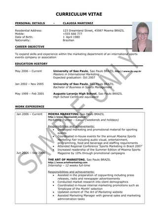 Cv sample | DOC