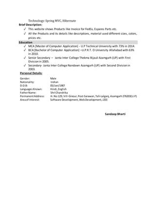 Cv sandeep 2.7yr_exp_java,spring | PDF