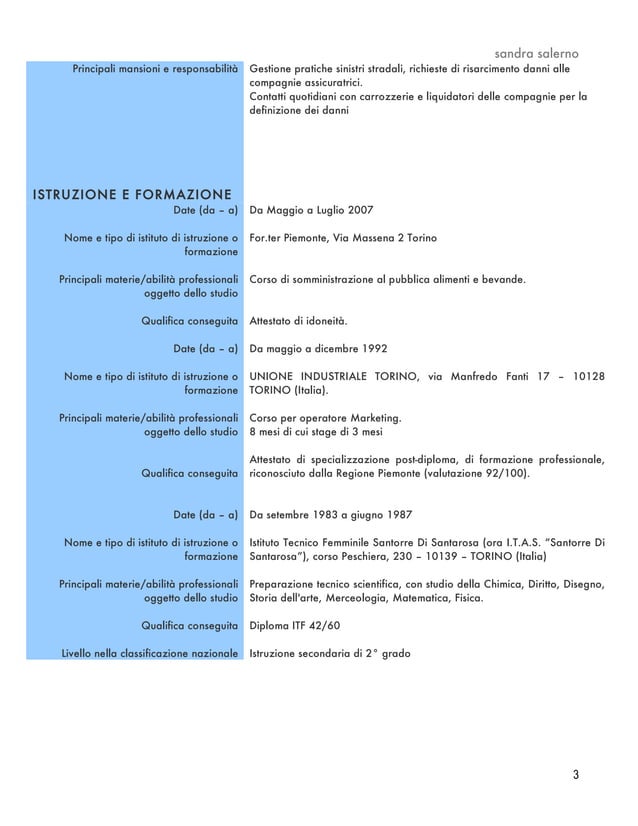 Cv Sandra Salerno 2011 | PDF