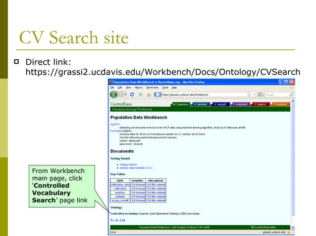 CV Search at Population Data Workbench | PPT