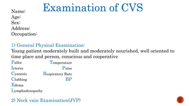 Clinical Examination of CVS | PPTX