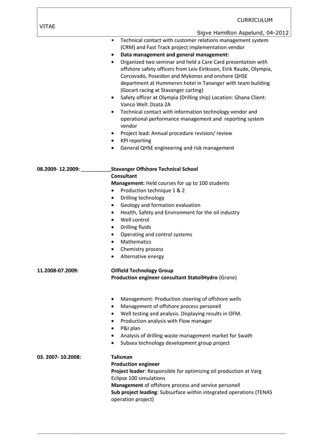 Cv sigve hamilton aspelund 042012 | PDF