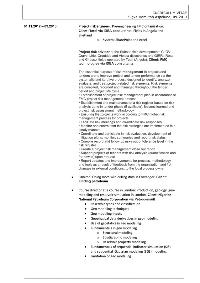 Cv Sigve Hamilton Aspelund 092013 | PDF