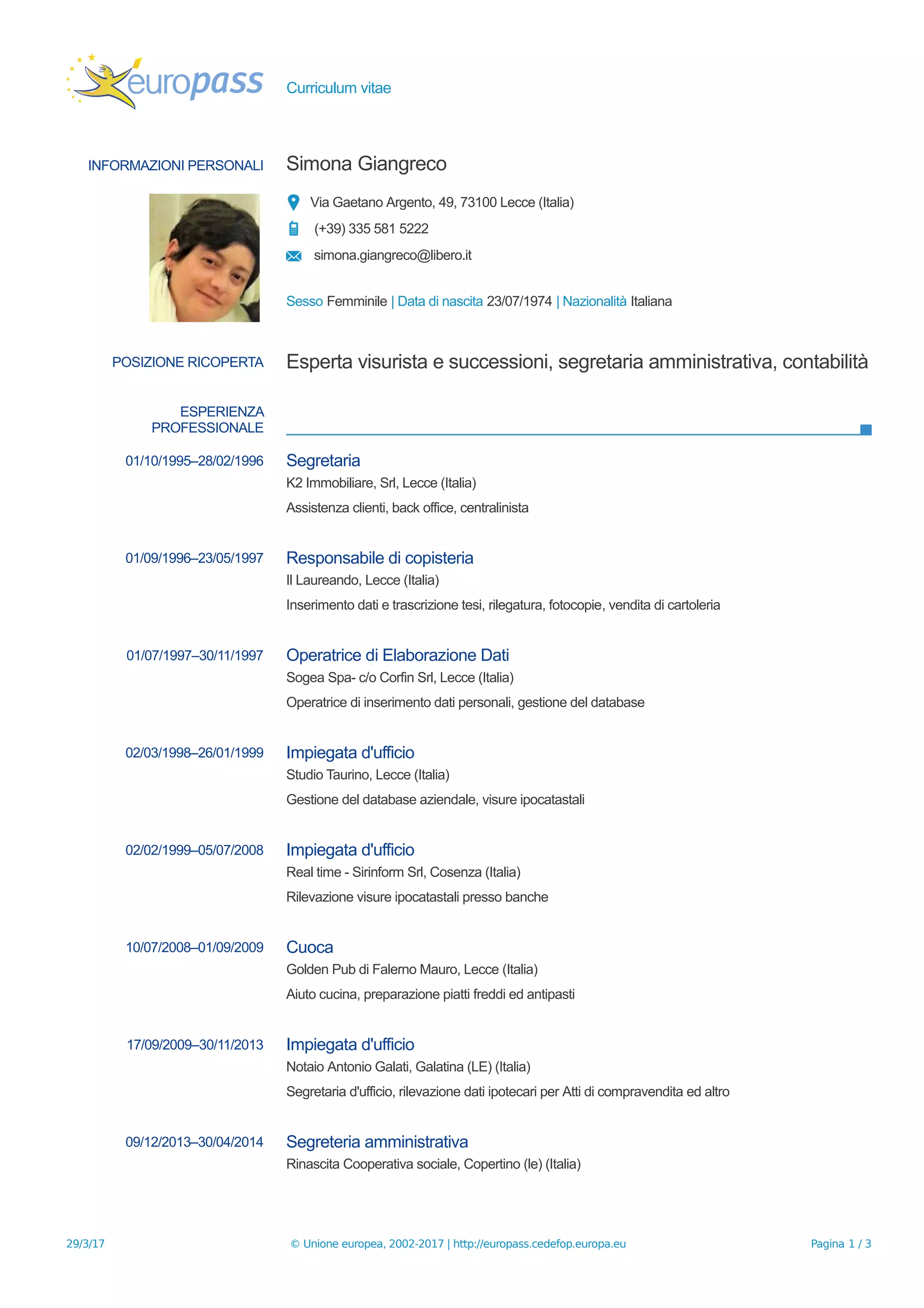 Cv simona giangreco | PDF