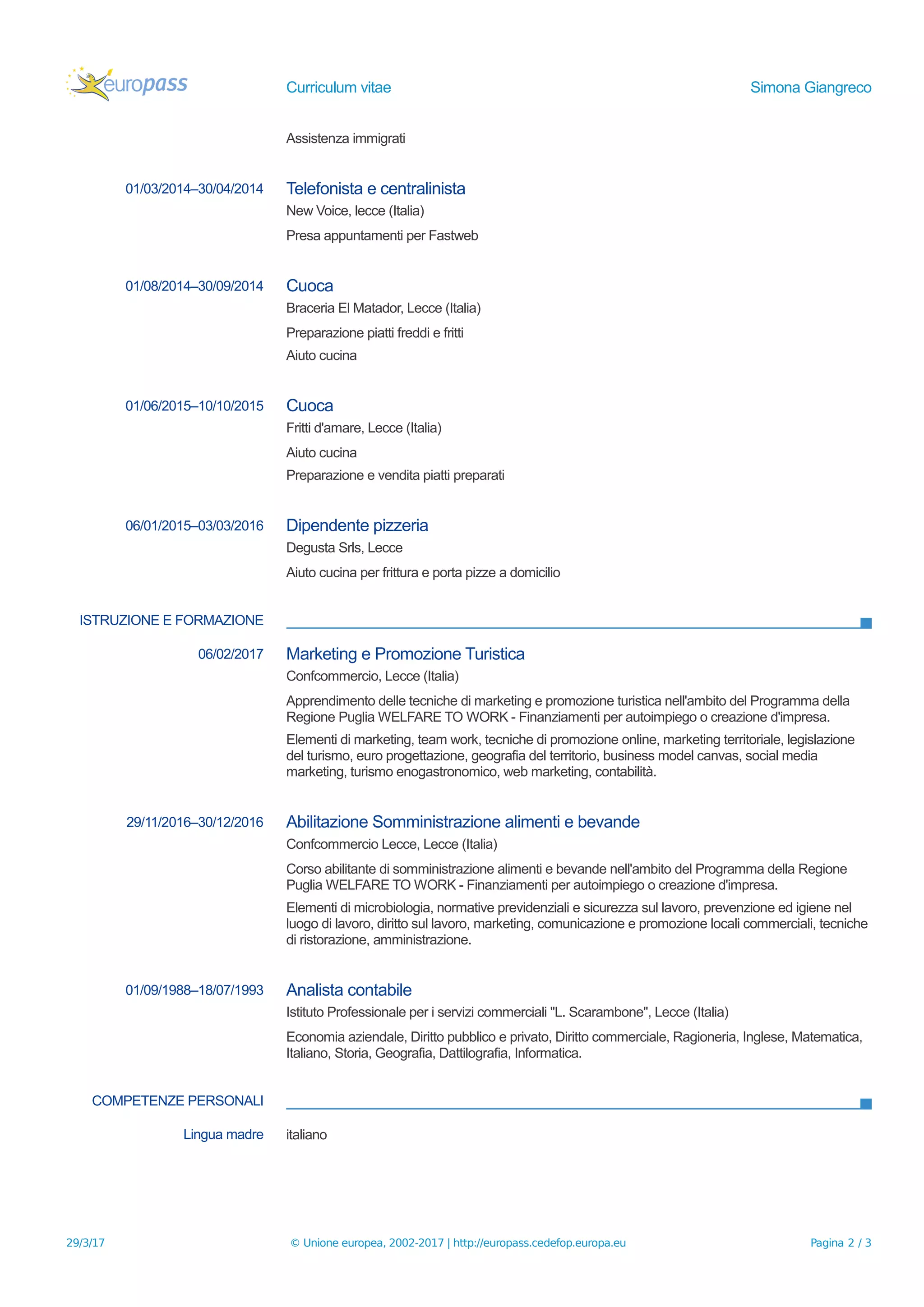 Cv simona giangreco | PDF