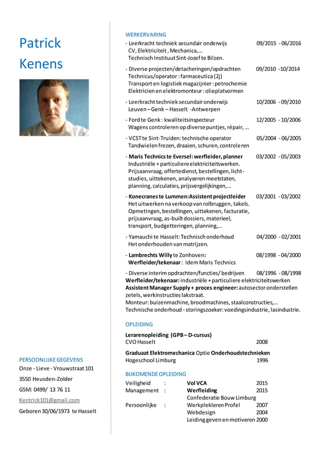 Cv sjabloon patrick kenens 17 07-2017 | PDF