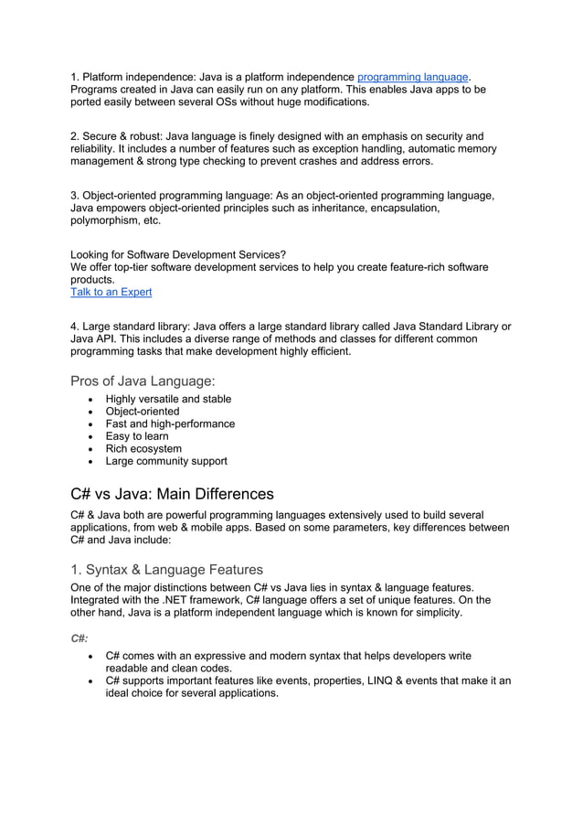 C Vs Java What Are The Differencespdf 5264