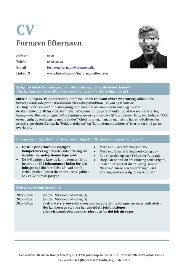 Cv skabelon Rudersdal Rekruttering | PDF