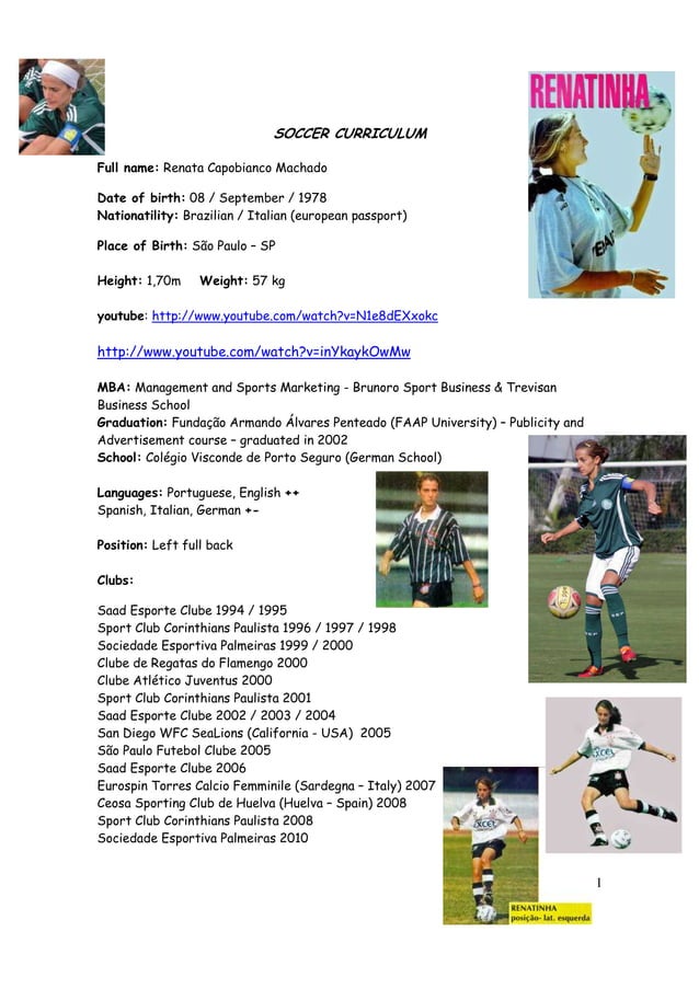 Cv Soccer Renata Capobianco 2010 | PDF