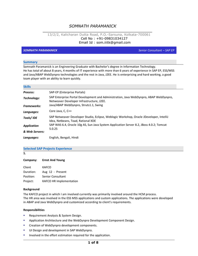 Cv Somnath Paramanick Nw Ep | DOC