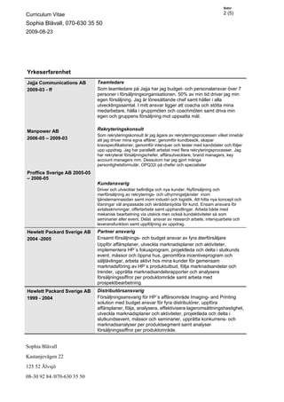 Cv Sophia BlåVall | DOC