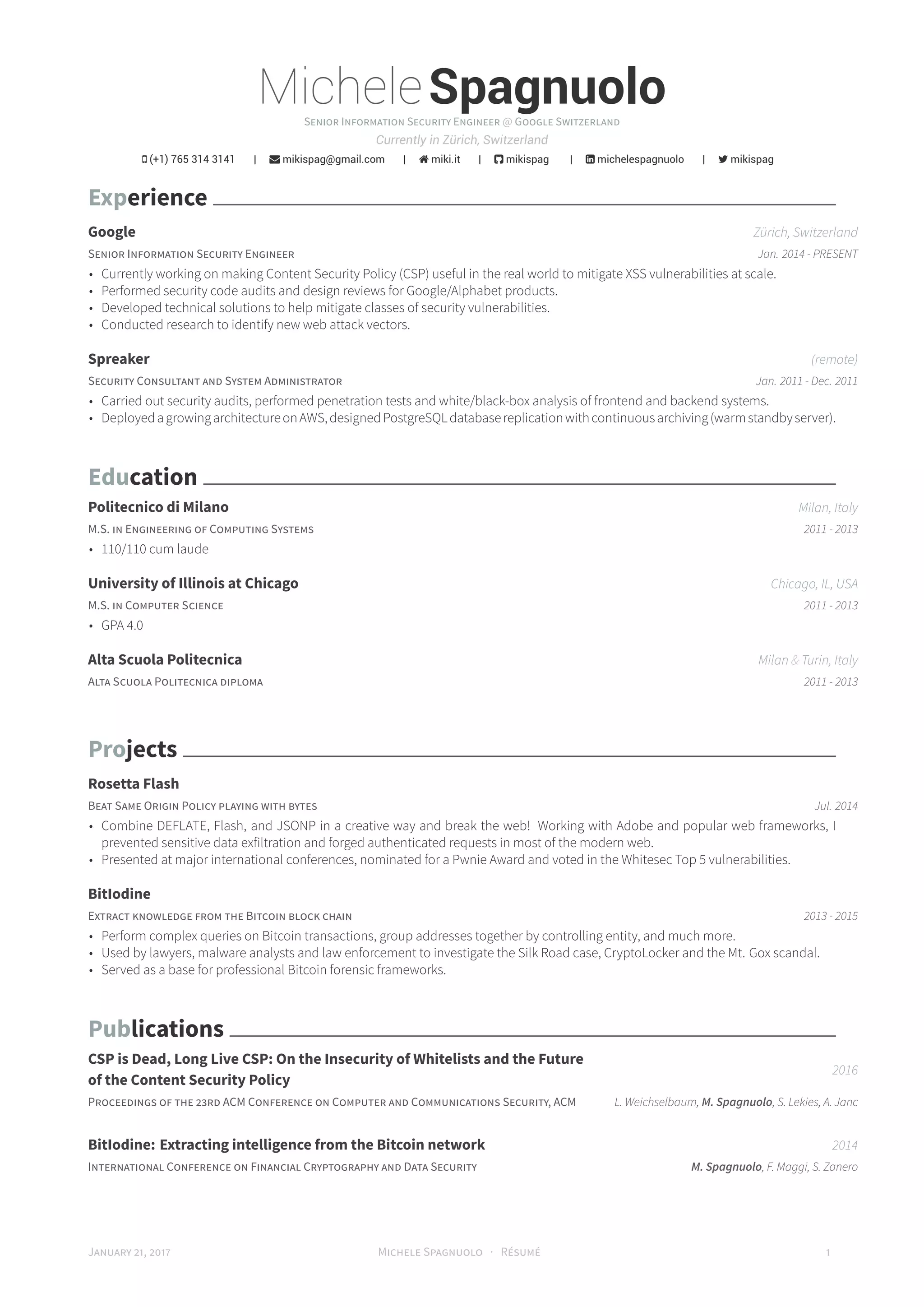 CV | Michele Spagnuolo | PDF