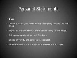 CVs and Personal Statements (TV Y2) | PPT