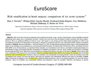 Risk Scores in Cardiac Surgery | PPTX