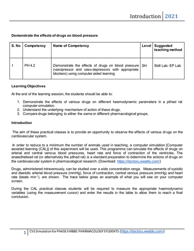 CVS simulation introduction | DOCX | Heart and Cardiovascular Diseases | Diseases and Conditions
