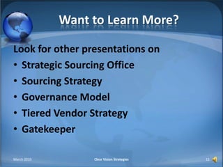 Clear Vision Strategies Sourcing Maturity Model | PPT