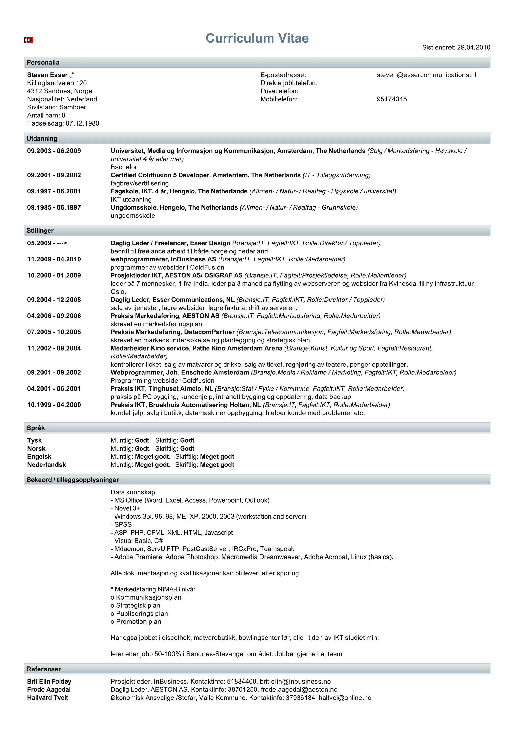 Cv steven webcruiter | PDF