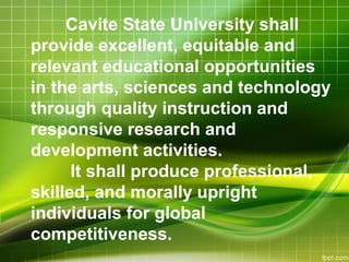 Cavite State University Mission and Vision | PPT