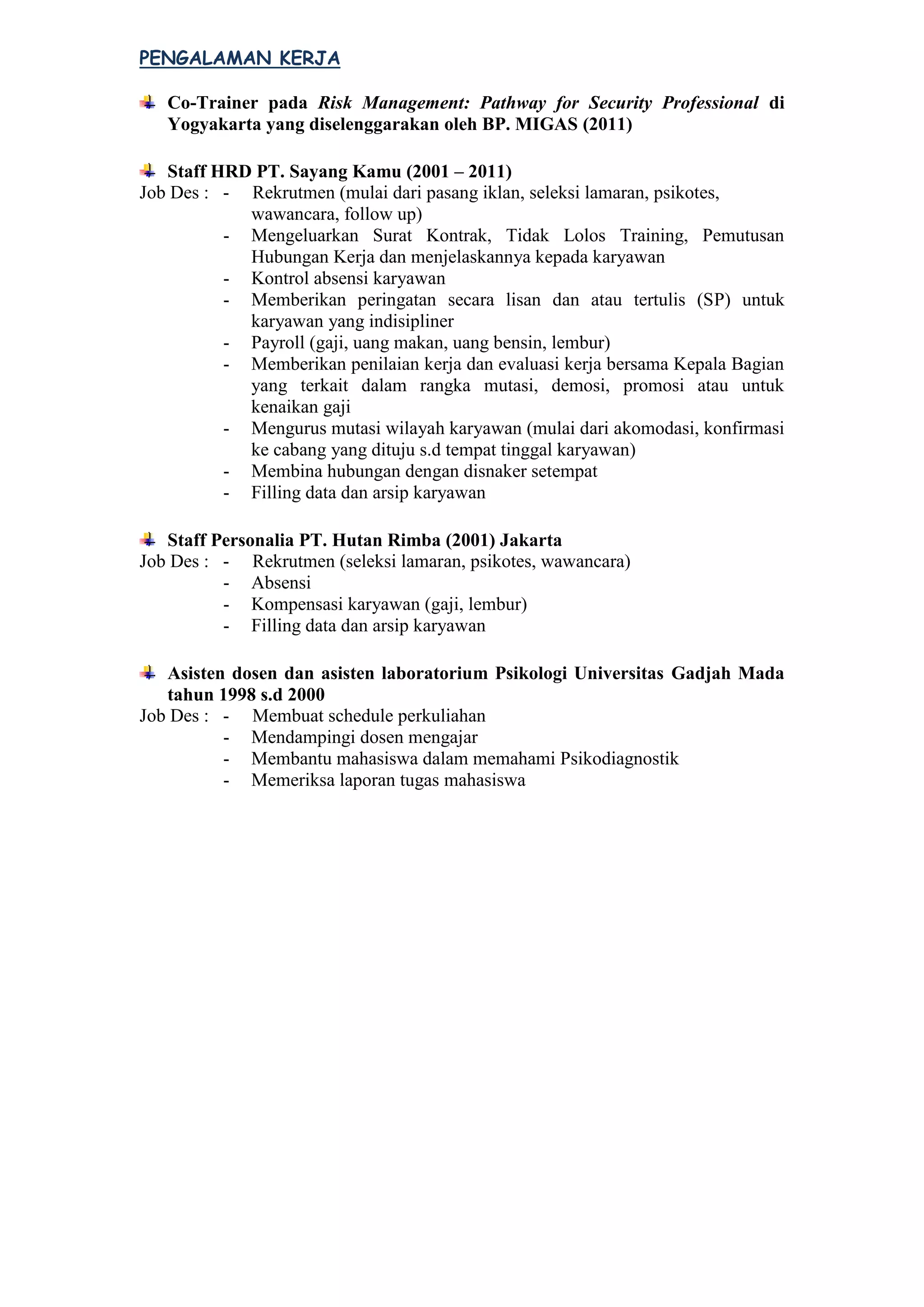 Cv susan eriani muhammadiyah | PDF