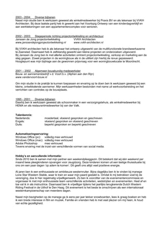 CV Suzanne Taal (en beknopte projectenlijst) | PDF