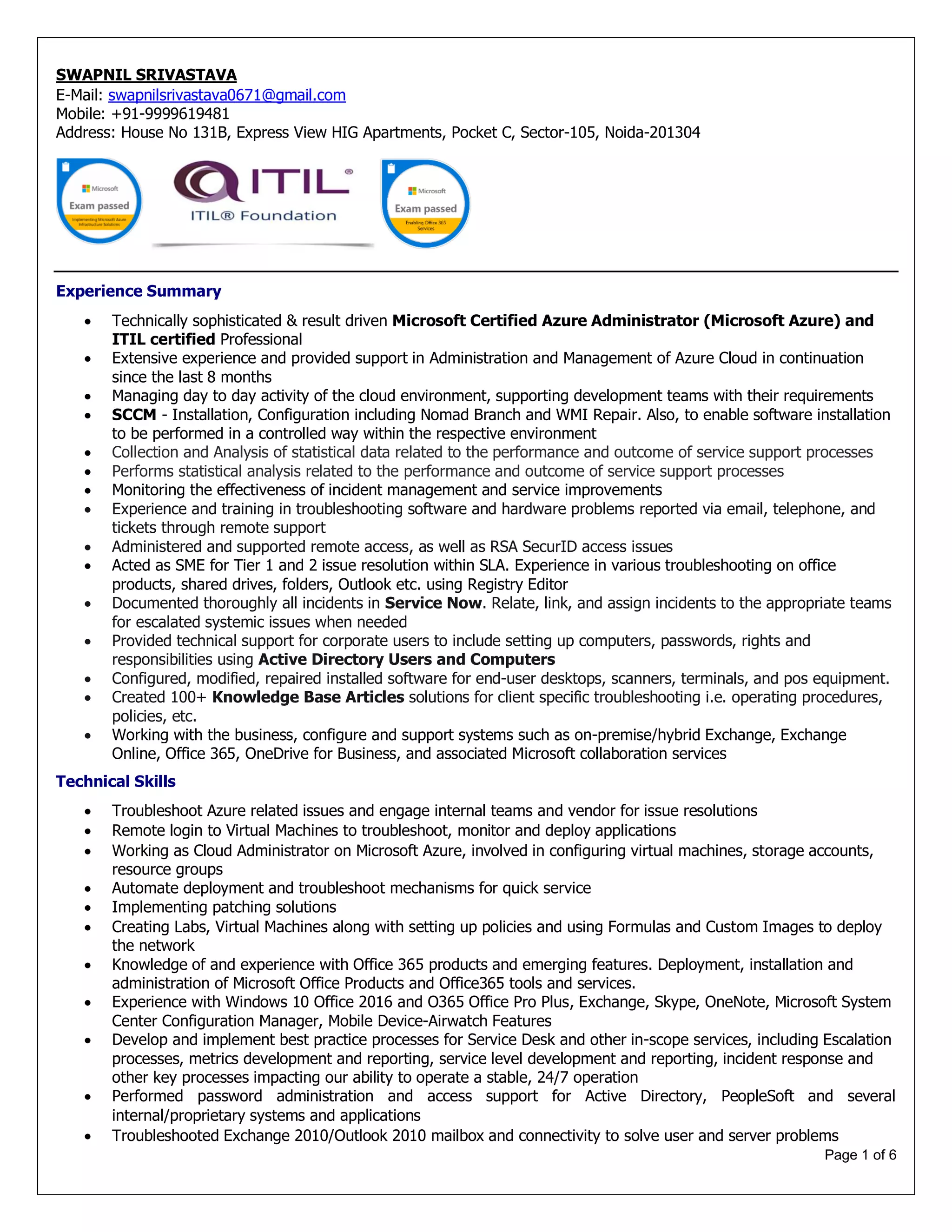 Cv swapnil srivastava | PDF