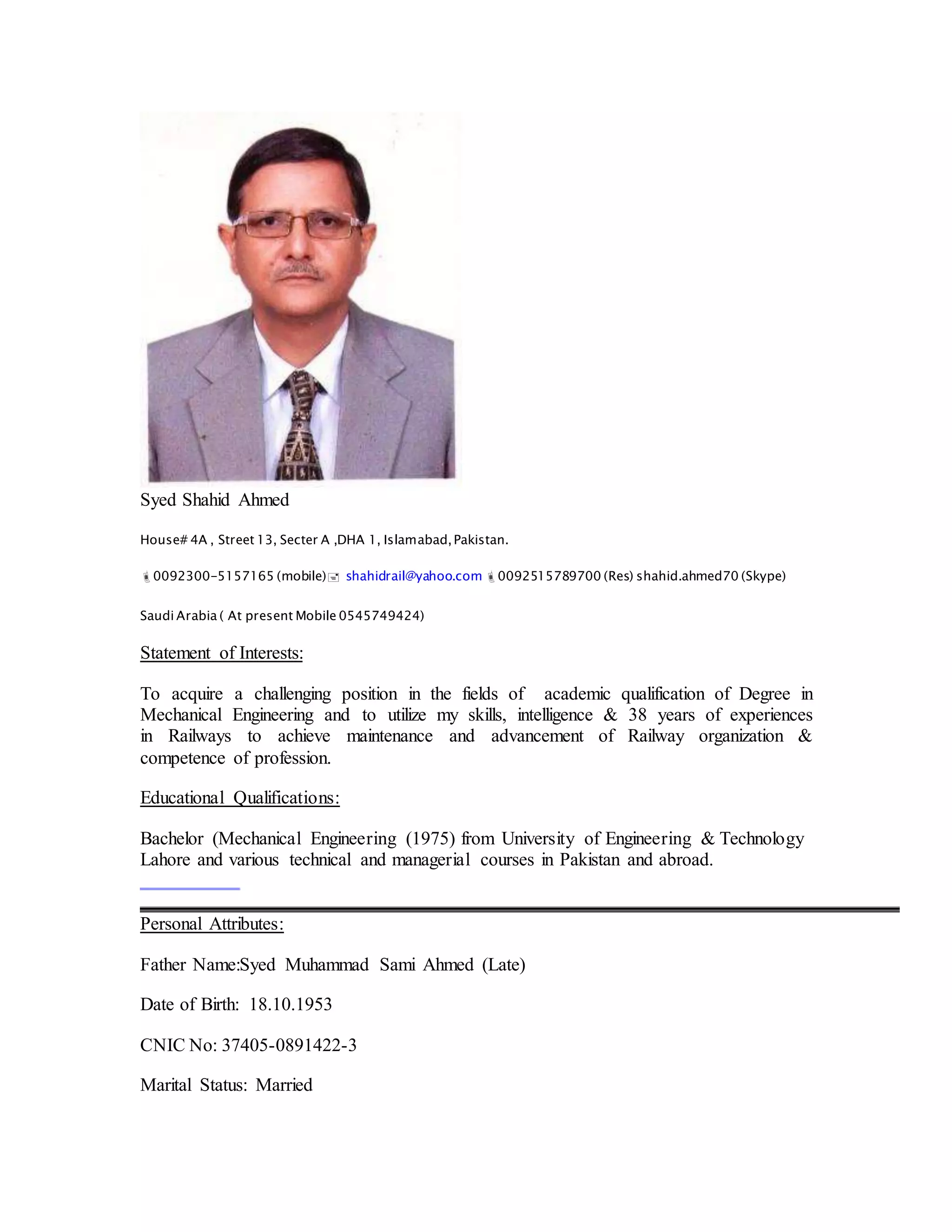 Cv syed shahid ahmed. 2015docx | PDF