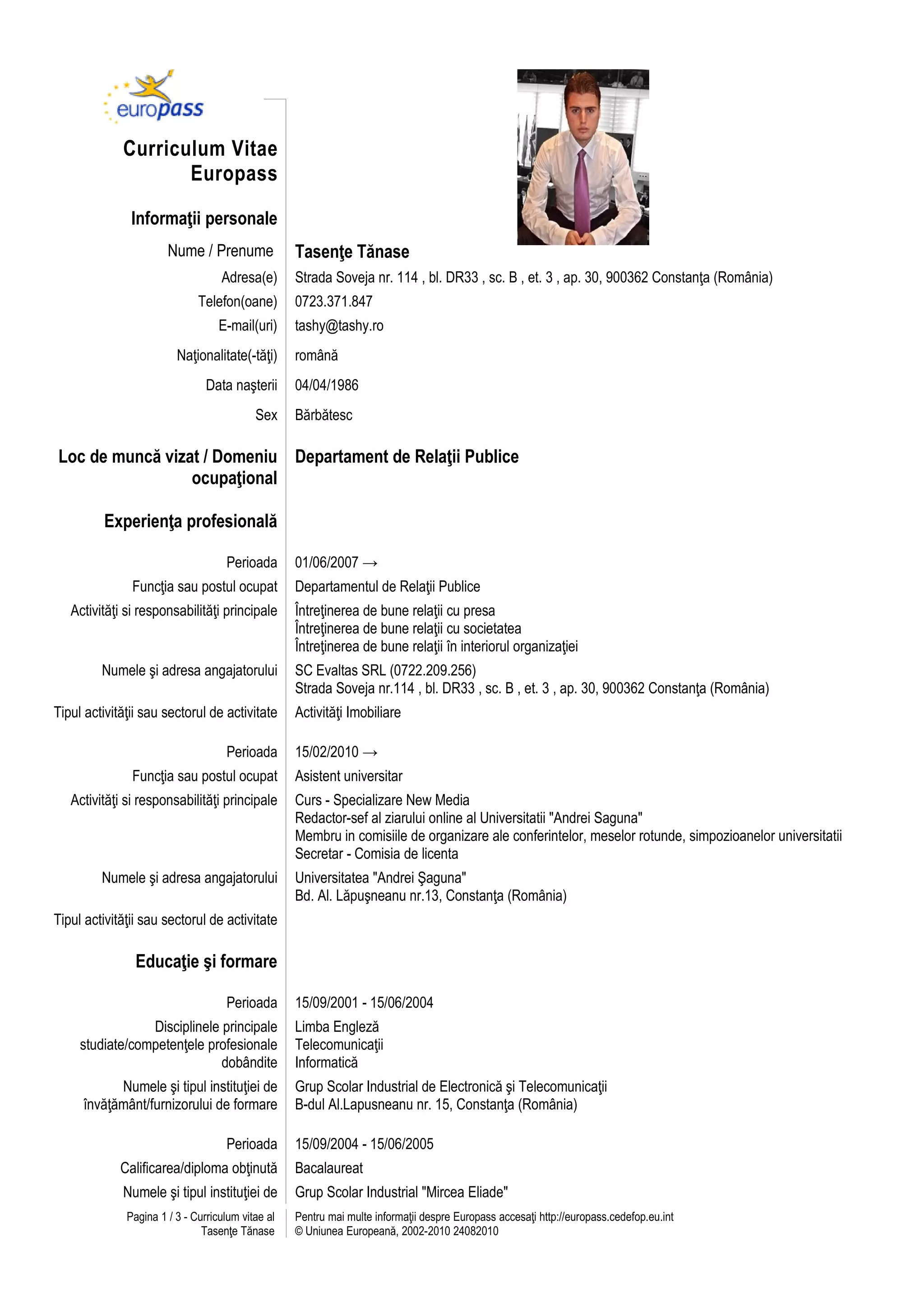 Cv tasente tanase | PDF