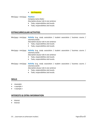 Cv template english | DOC