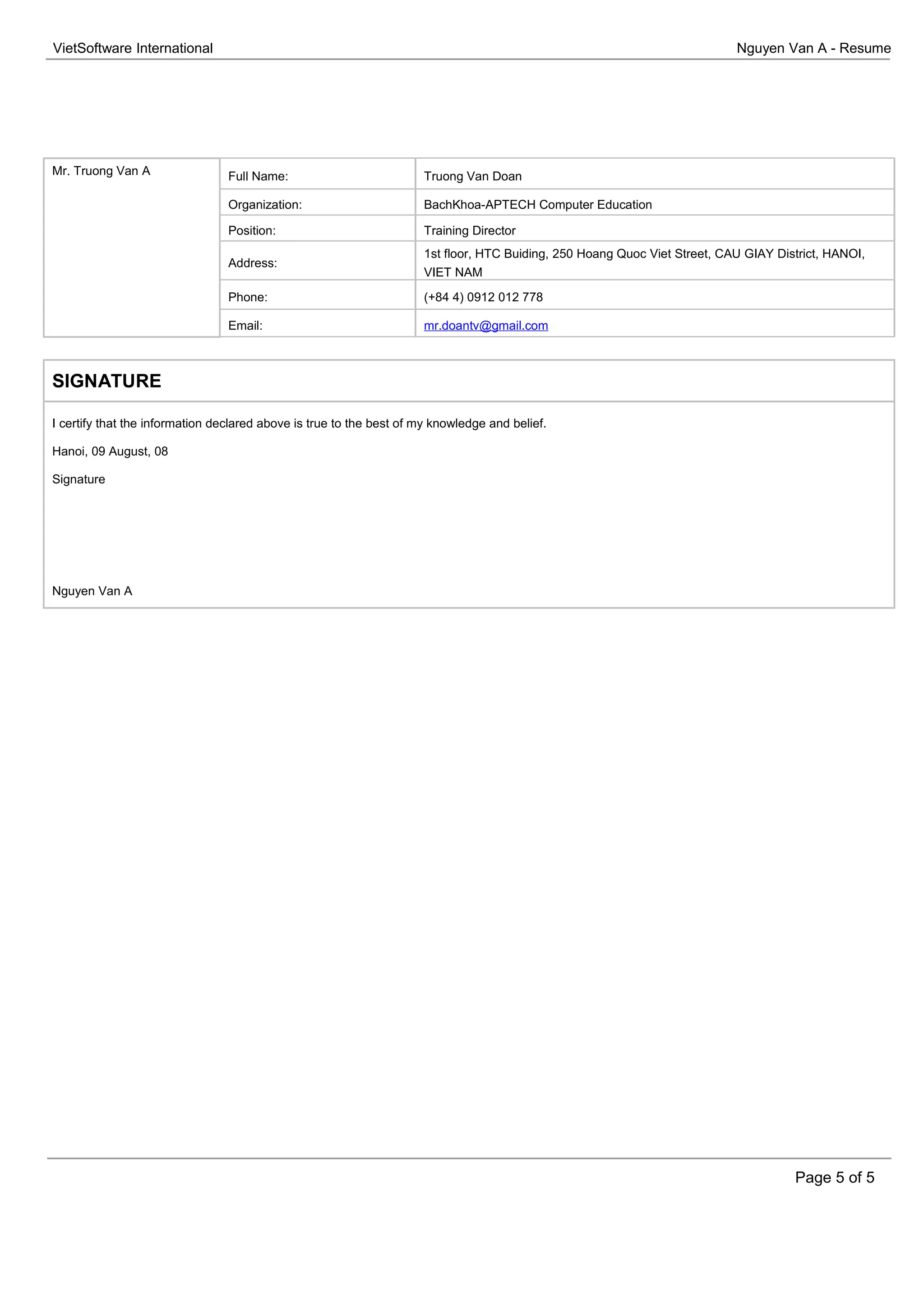CV Template | DOC