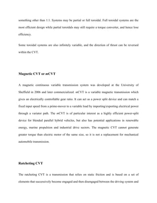 Continuously Variable Transmission Teaching Model | PDF