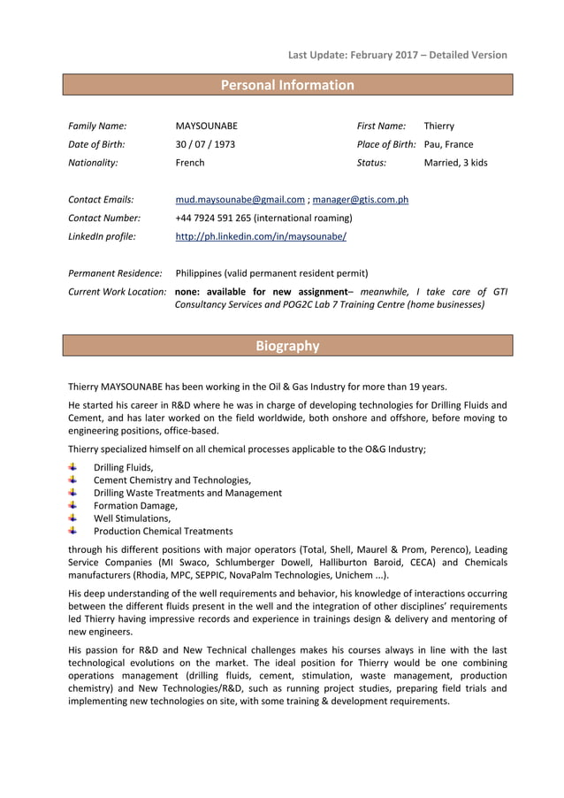 Cv thierry maysounabe 022017 | PDF