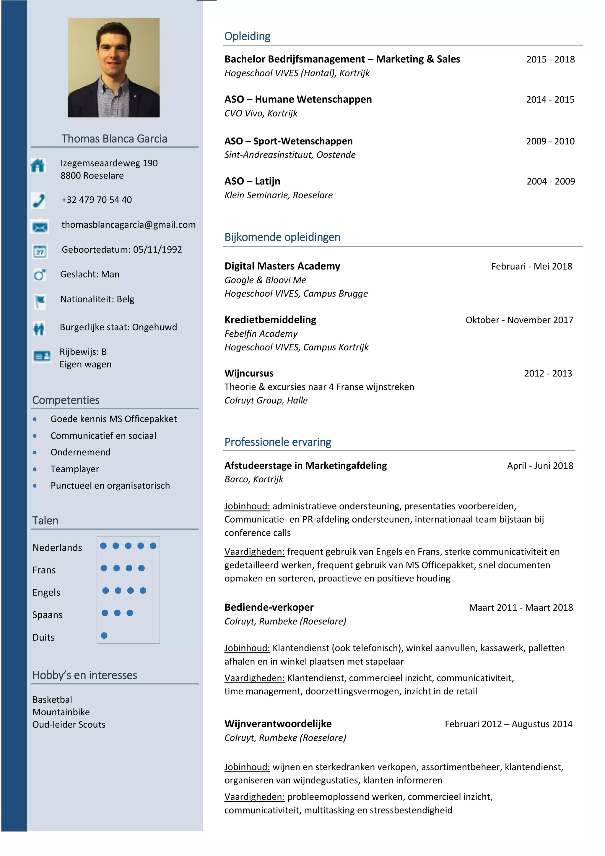 Cv Thomas Blanca Garcia | PDF