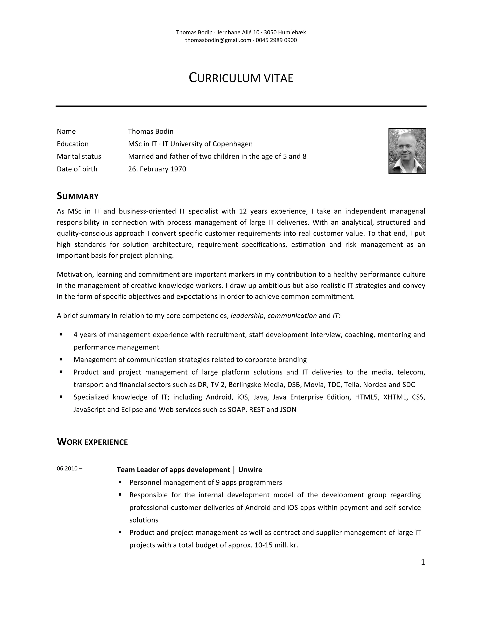 CV Thomas Bodin - English version | PDF