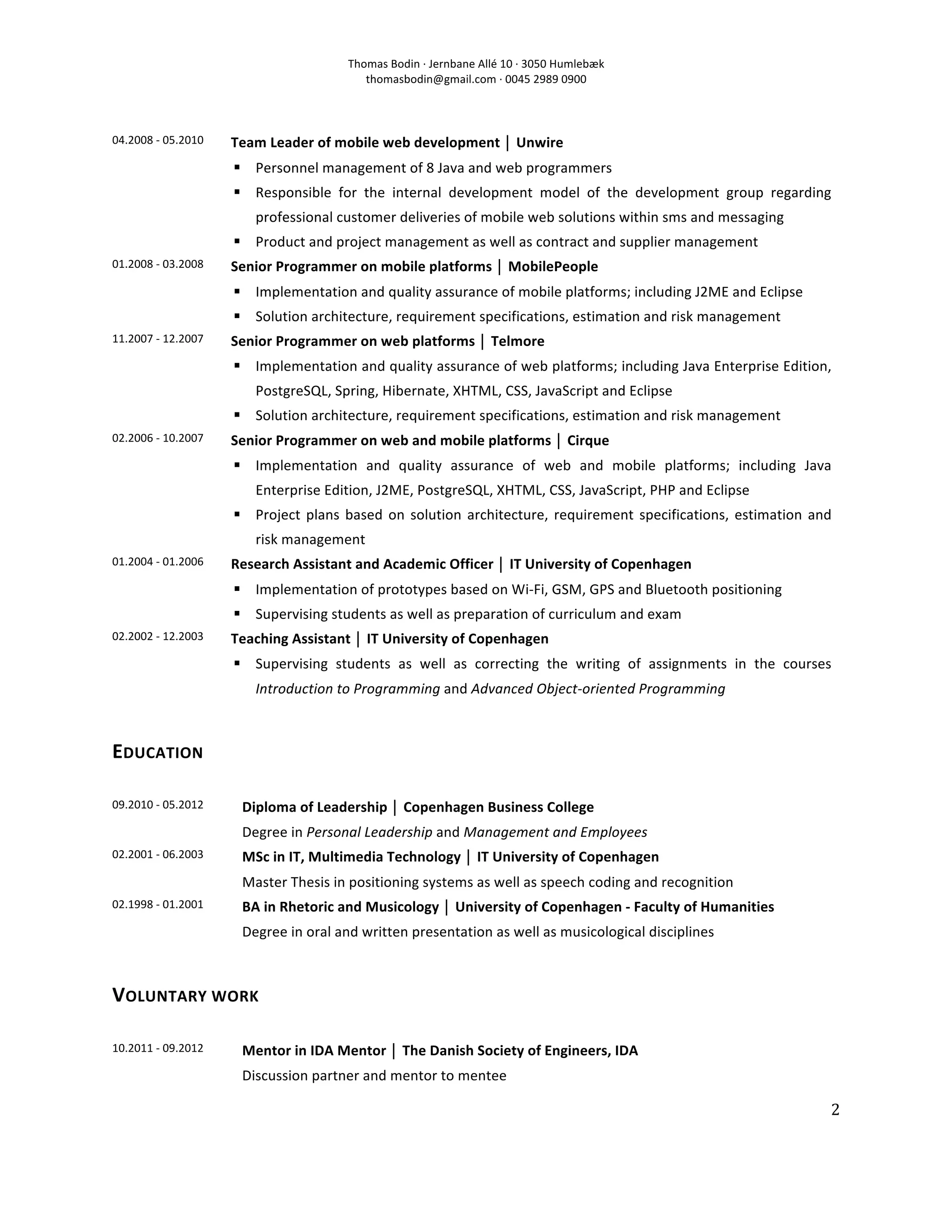 CV Thomas Bodin - English version | PDF